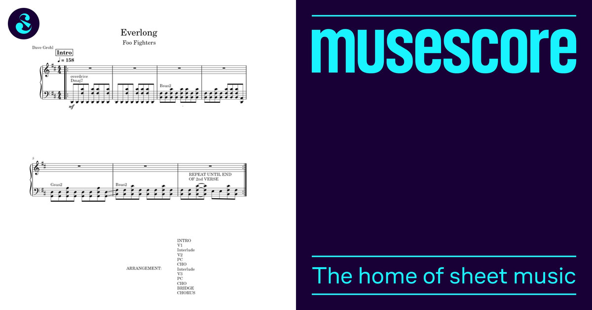 Everlong – Foo Fighters - piano version of the 1st guitar part, easier ...