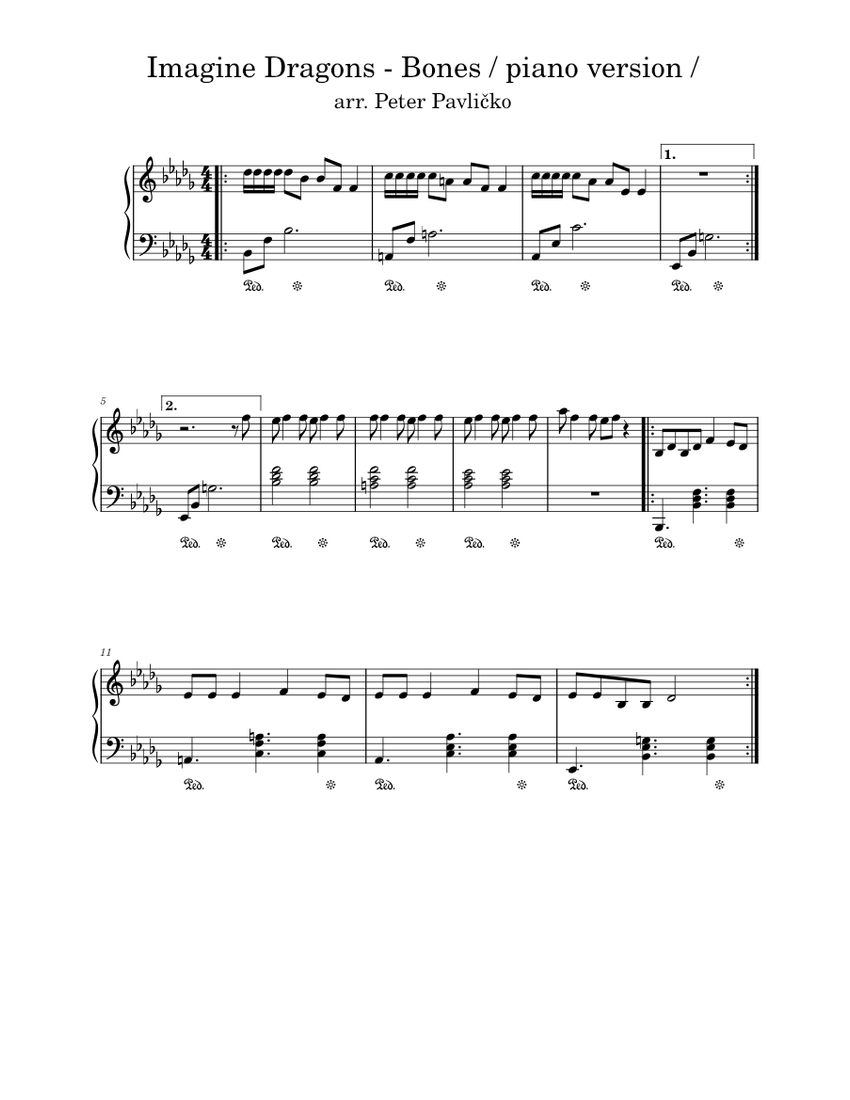 Bones – Imagine Dragons Imagine Dragons - Bones Sheet music for Piano ...