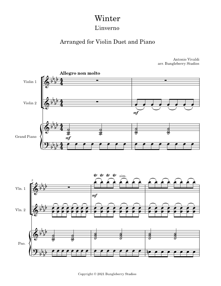 Winter Sheet music for Piano, Violin (Mixed Trio) | Musescore.com