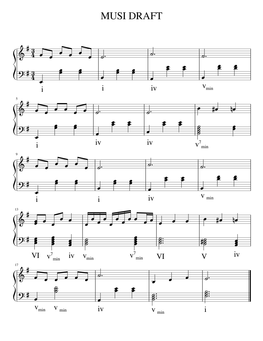 Revised MUSI DRAFT Sheet music for Piano (Solo) Easy | Musescore.com