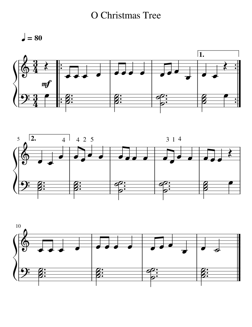 O Christmas Tree - Easy Piano Sheet Music for Piano (Solo) | MuseScore.com