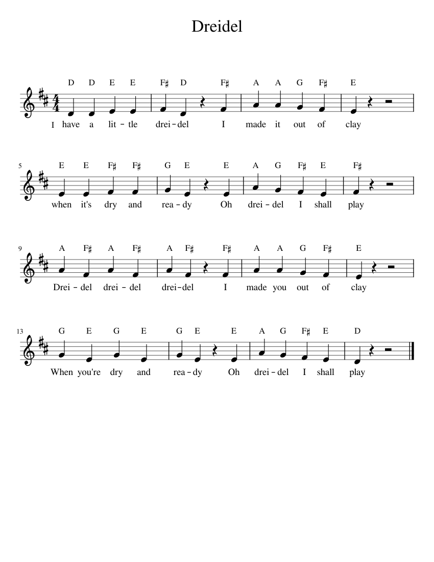 Dreidel Sheet Music for Piano (Solo) easy | MuseScore.com