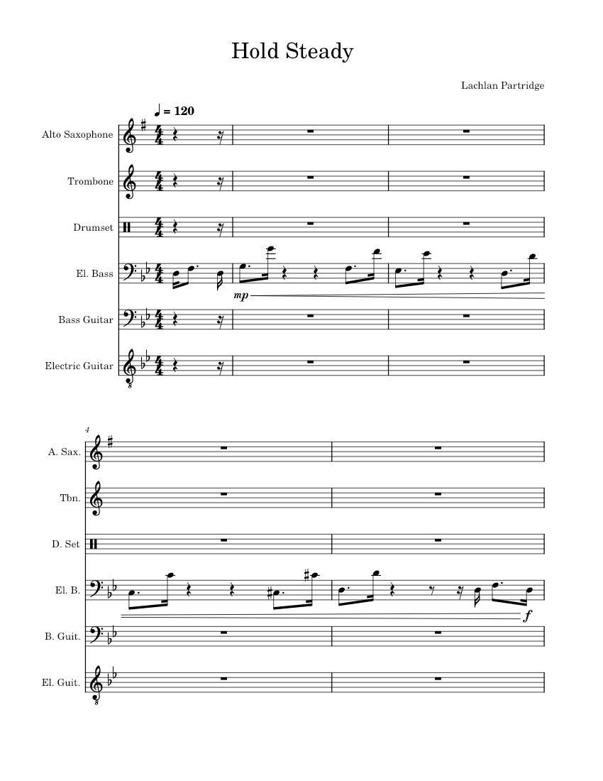 Hold Steady - Lachlan Partridge Sheet Music for Trombone, Saxophone ...