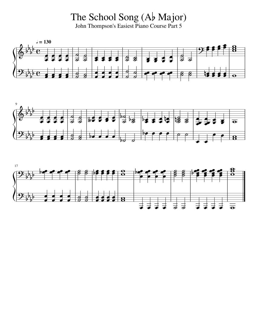 The School Song Ab Major Sheet Music for Piano (Solo) easy | MuseScore.com