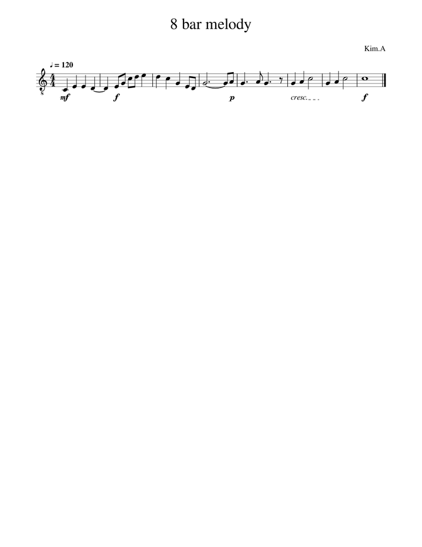 8 bar melody Sheet music for Guitar (Solo) | Musescore.com