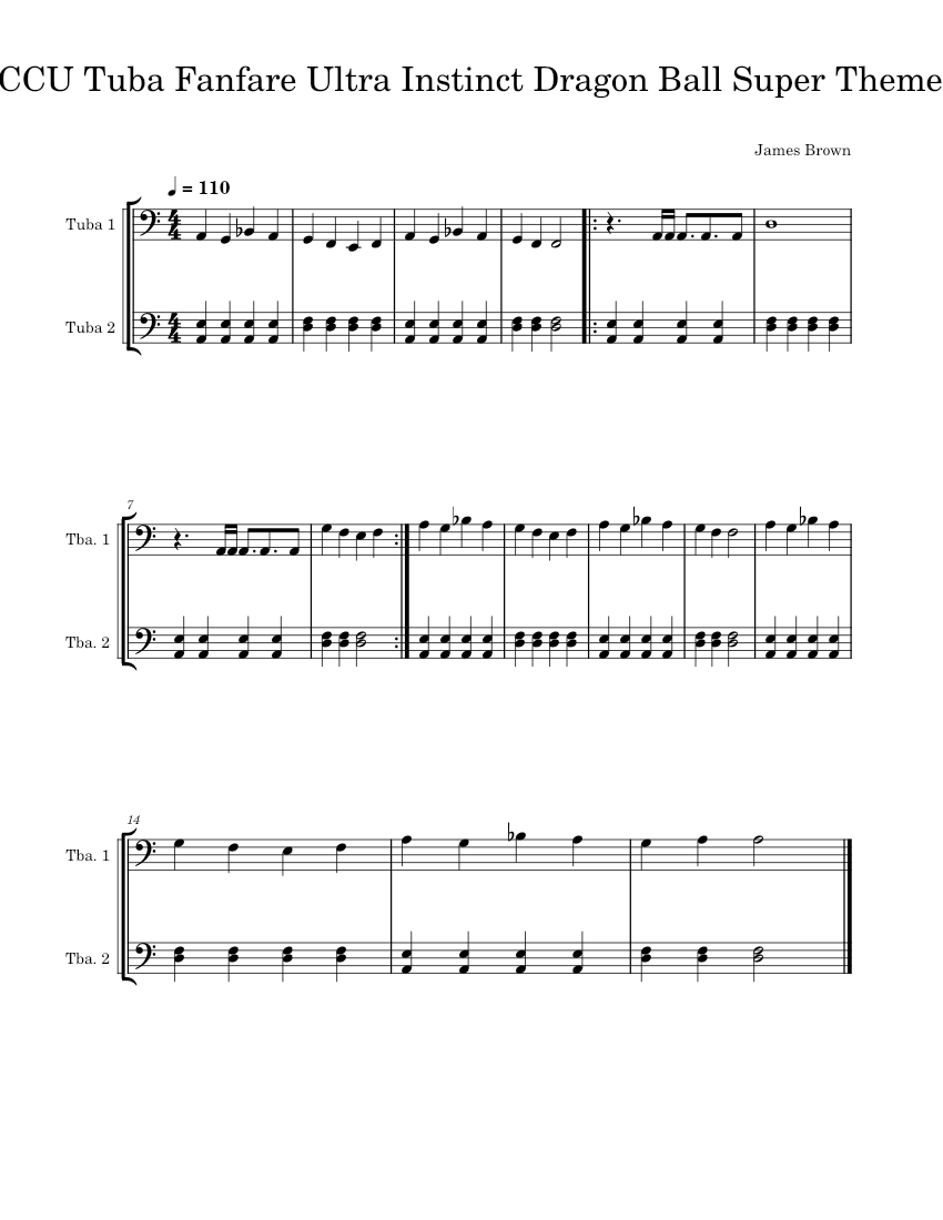 NCCU Tuba Fanfare Ultra Instinct Dragon Ball Super Theme Sheet Music ...