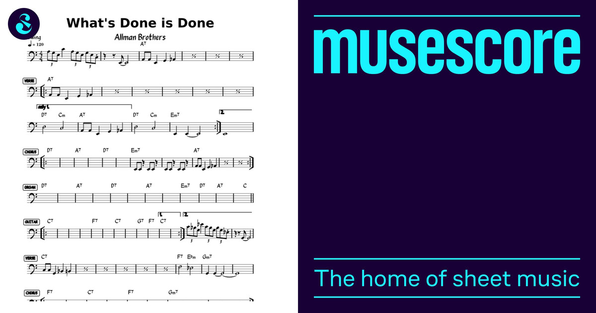 Whats Done is Done Sheet Music with Chords for Bass guitar (Solo ...