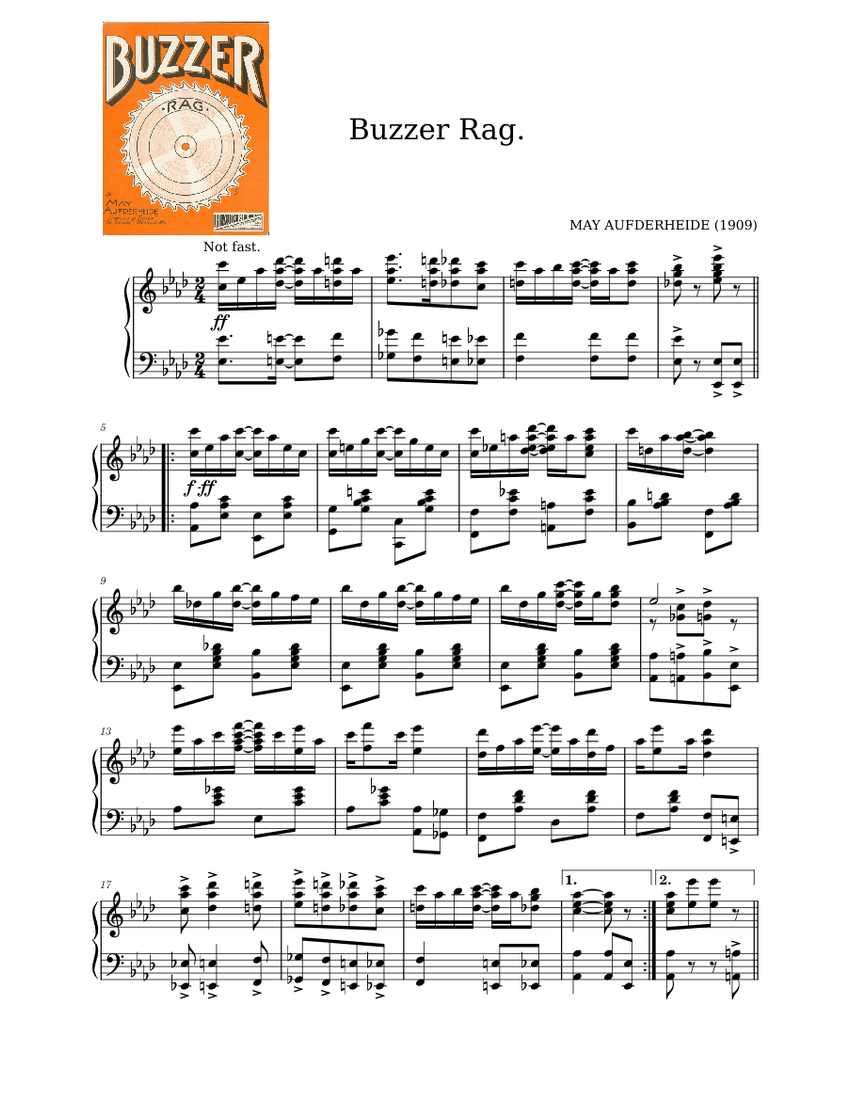 Buzzer Rag by May Aufderheide (1909) Sheet music for Piano (Solo ...