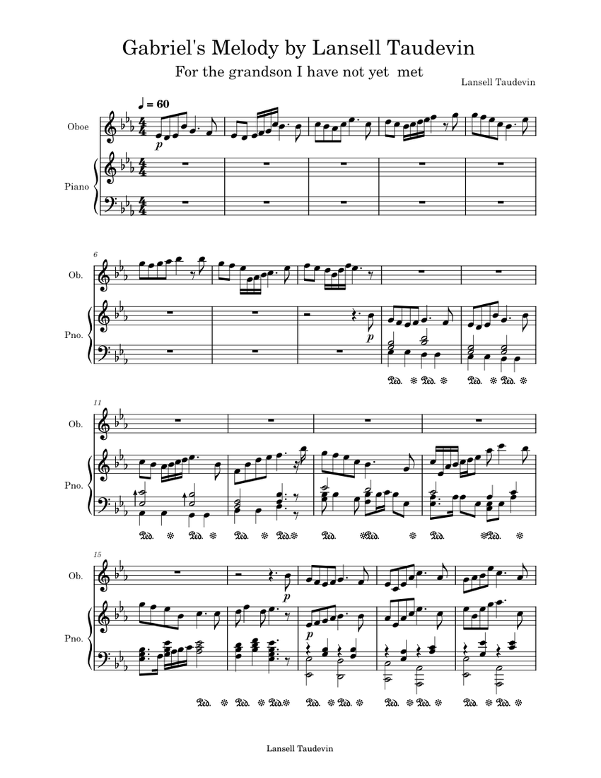 Gabriel's Melody by Lansell Taudevin Sheet music for Piano, Oboe (Mixed ...