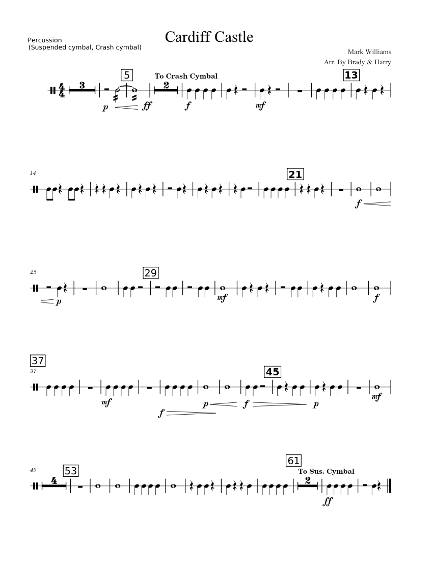 Cardiff Castle – Mark Williams Sheet music for Crash (Drum Corps ...