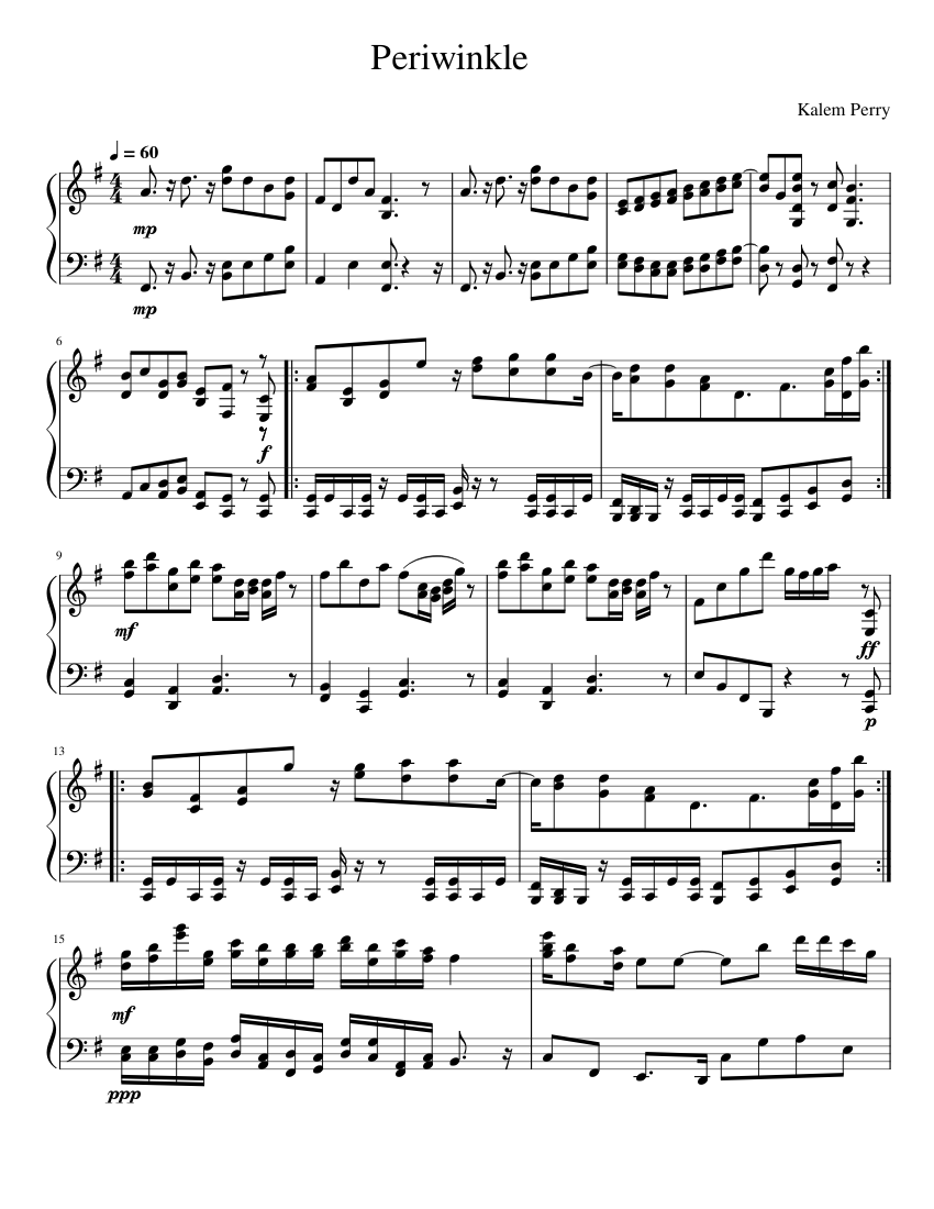Periwinkle Sheet Music for Piano (Solo) | MuseScore.com