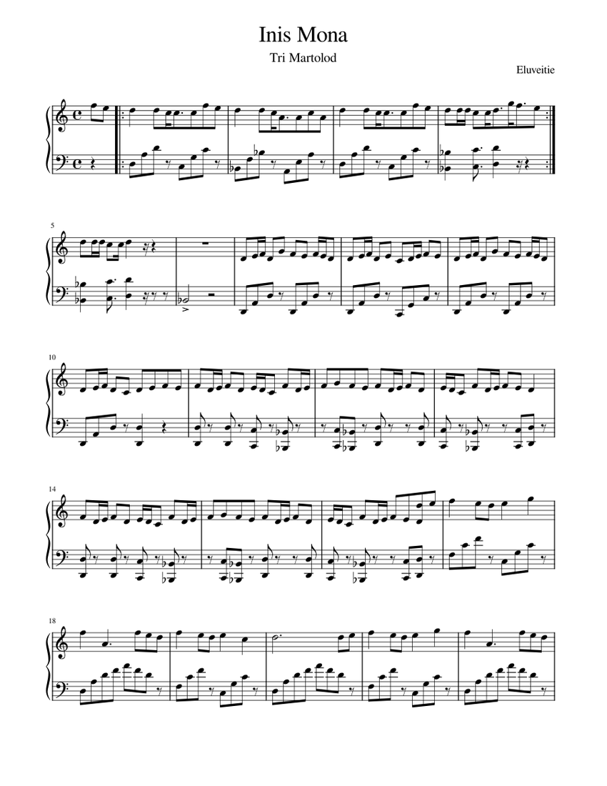 Inis Mona Tri Martolod Sheet music for Harp (Solo) | Musescore.com