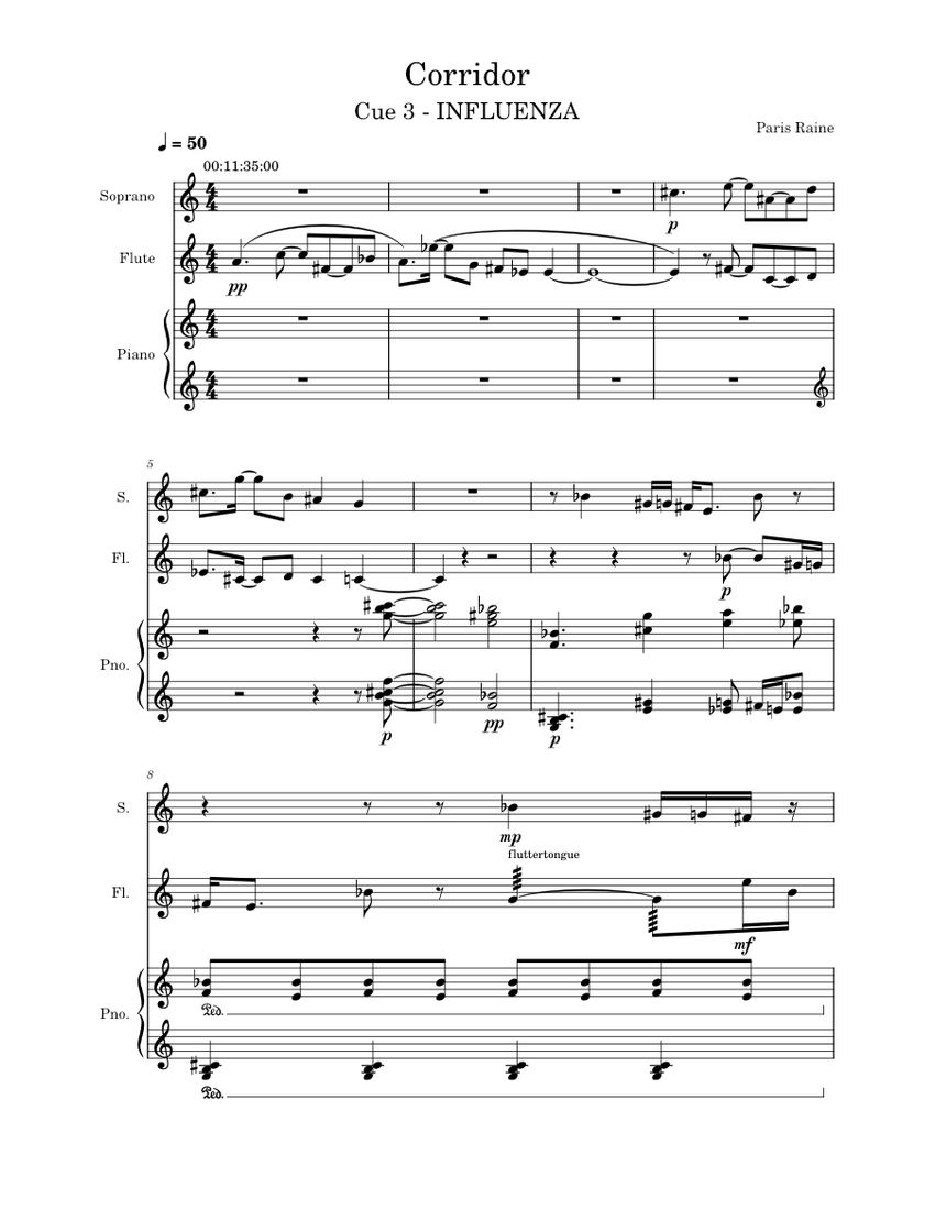 Cue_3 Sheet music for Piano, Soprano, Flute (Mixed Trio) | Musescore.com