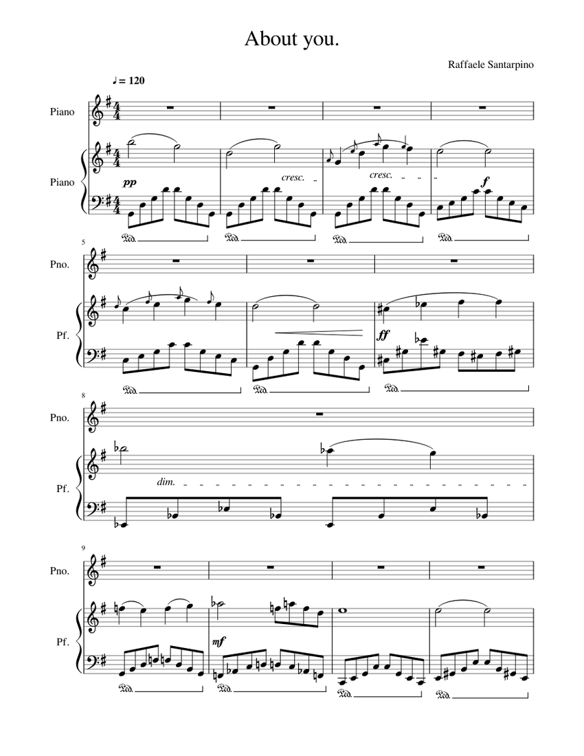 About you Sheet music for Piano (Piano Duo) | Musescore.com