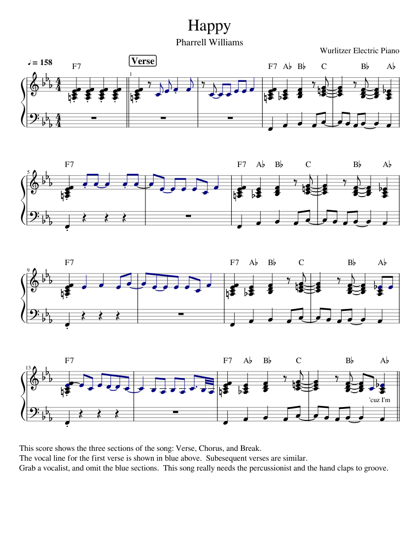 Happy Sheet Music with Chords for Piano (Mixed Trio) | MuseScore.com