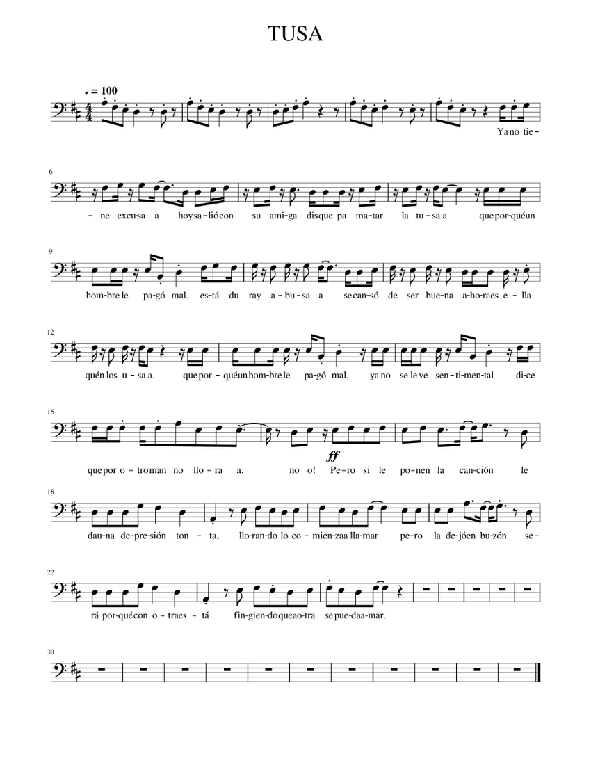 TUSA - todo este llanto por nara Sheet music for Cello (Solo ...