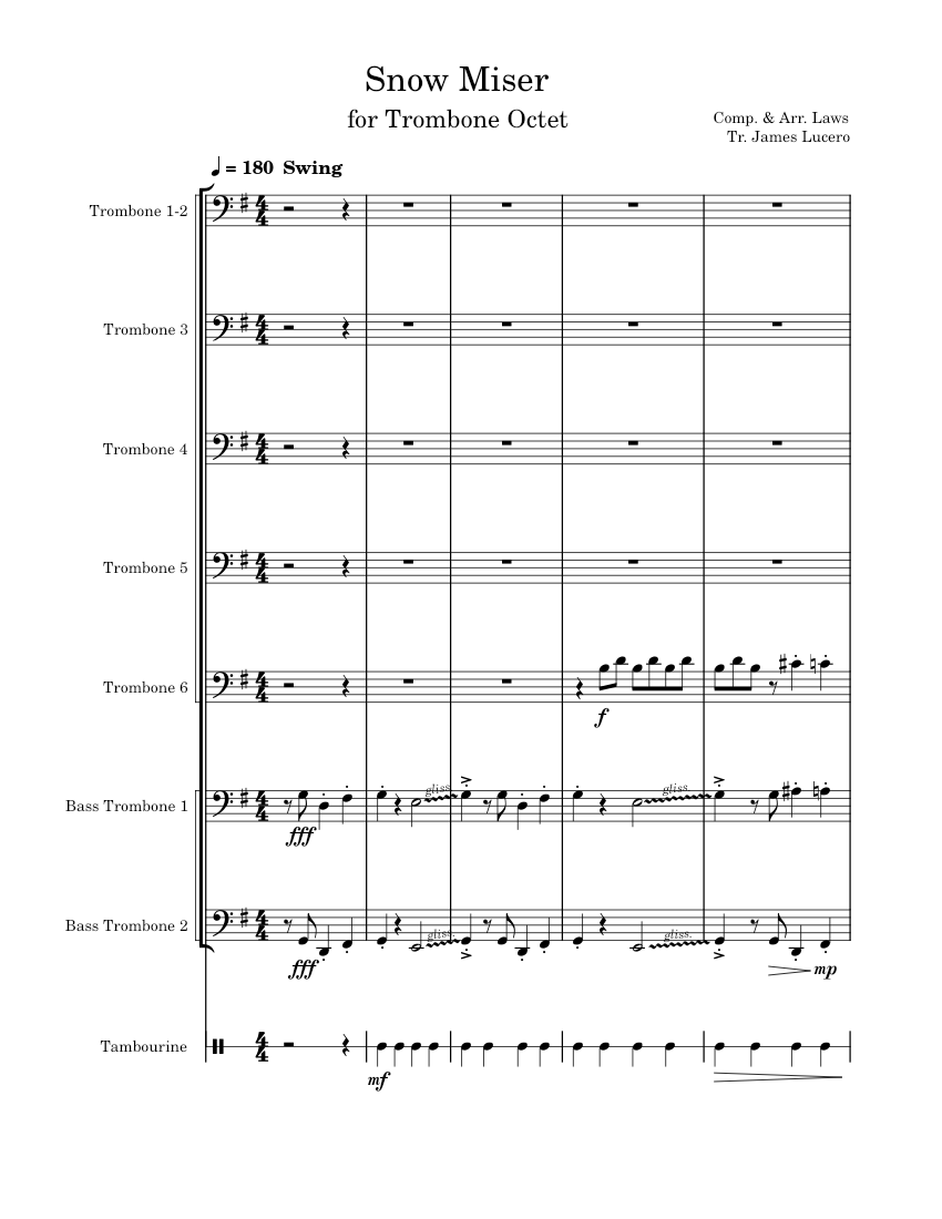 Snow miser for Trombone Octet Sheet music for Trombone, Trombone bass ...
