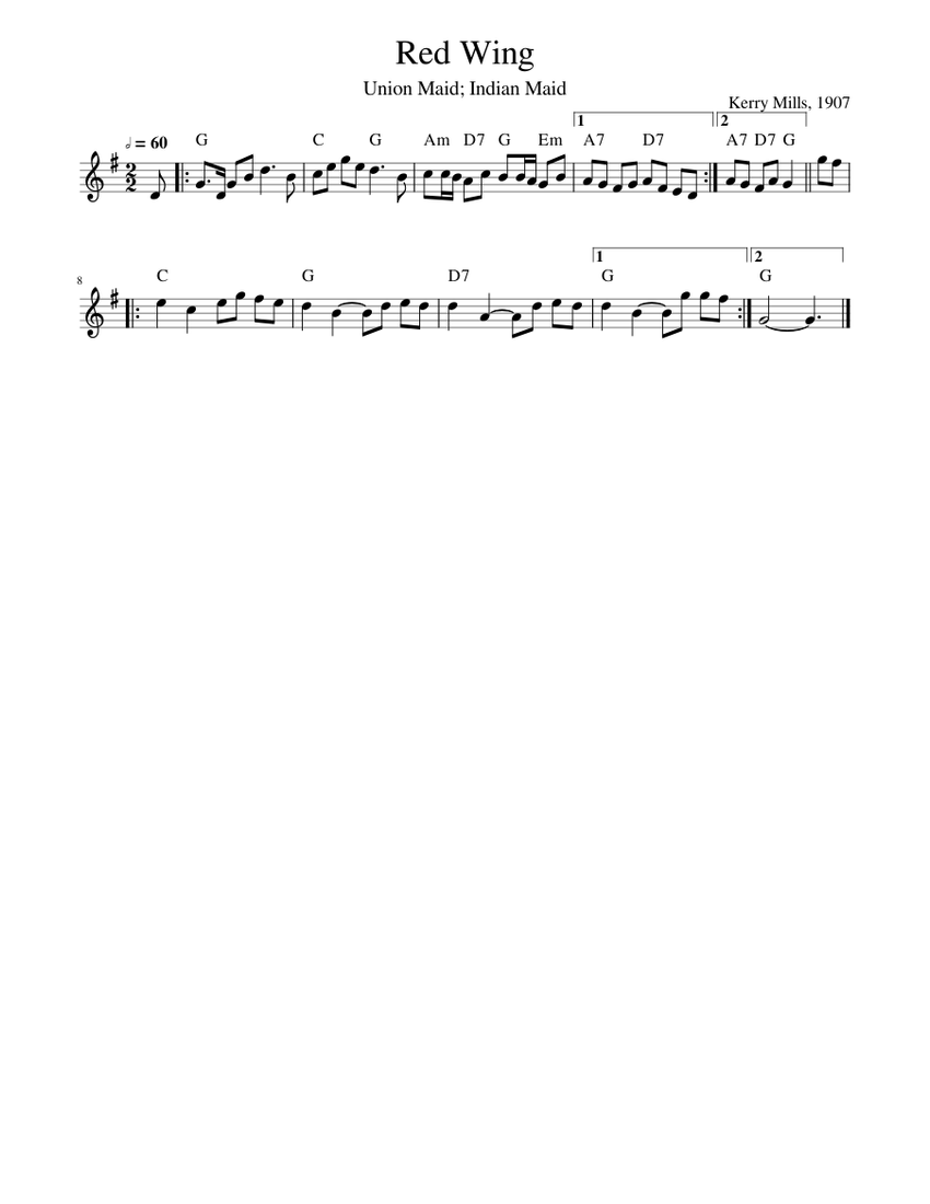Kerry Mills - Red Wing Sheet music for Piano (Solo) | Musescore.com