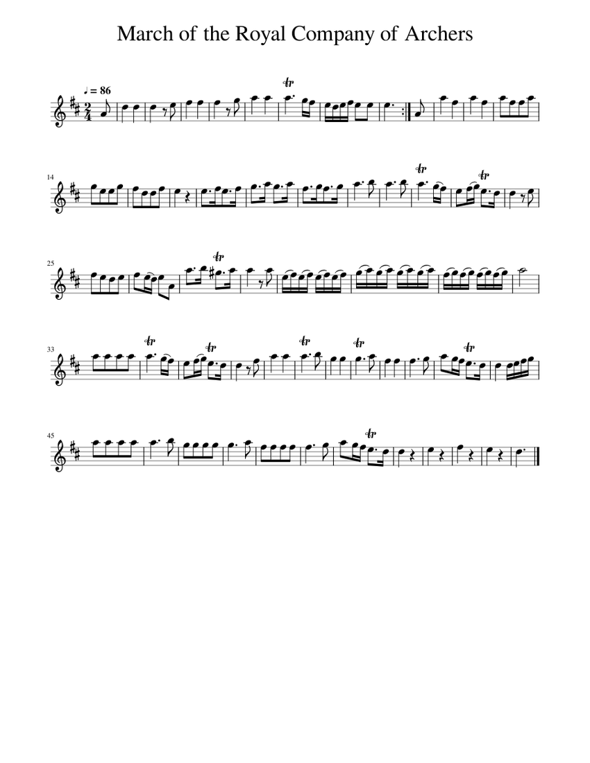 March of the Royal Company of Archers Sheet music for Piano (Solo) Easy ...