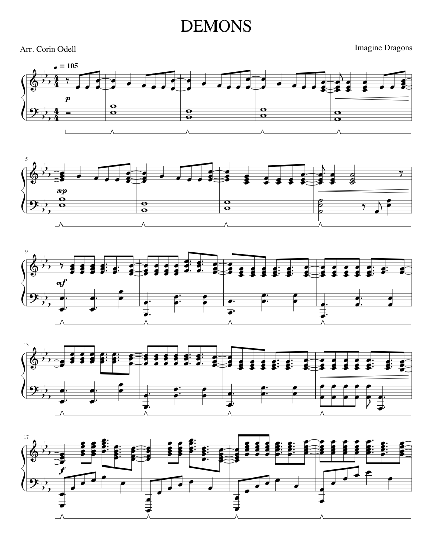 DEMONS Sheet music for Piano (Solo) | Musescore.com