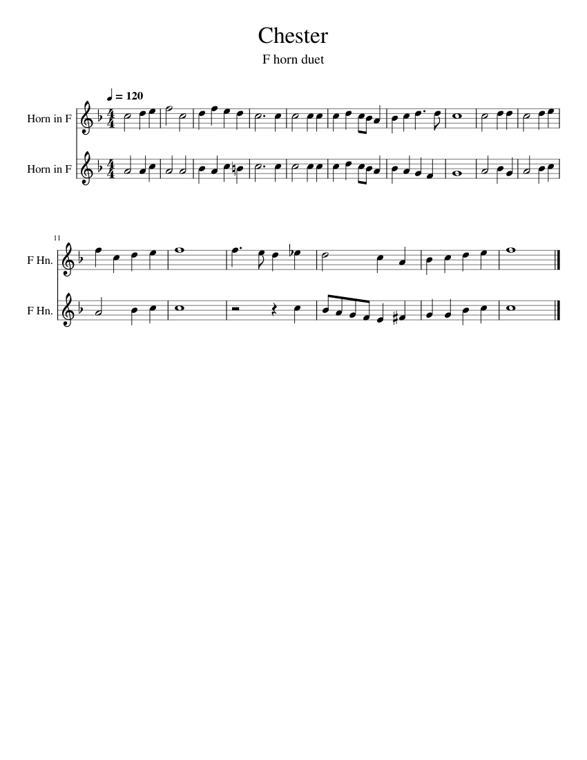 Chester Sheet music for French horn (Brass Duet) | Musescore.com