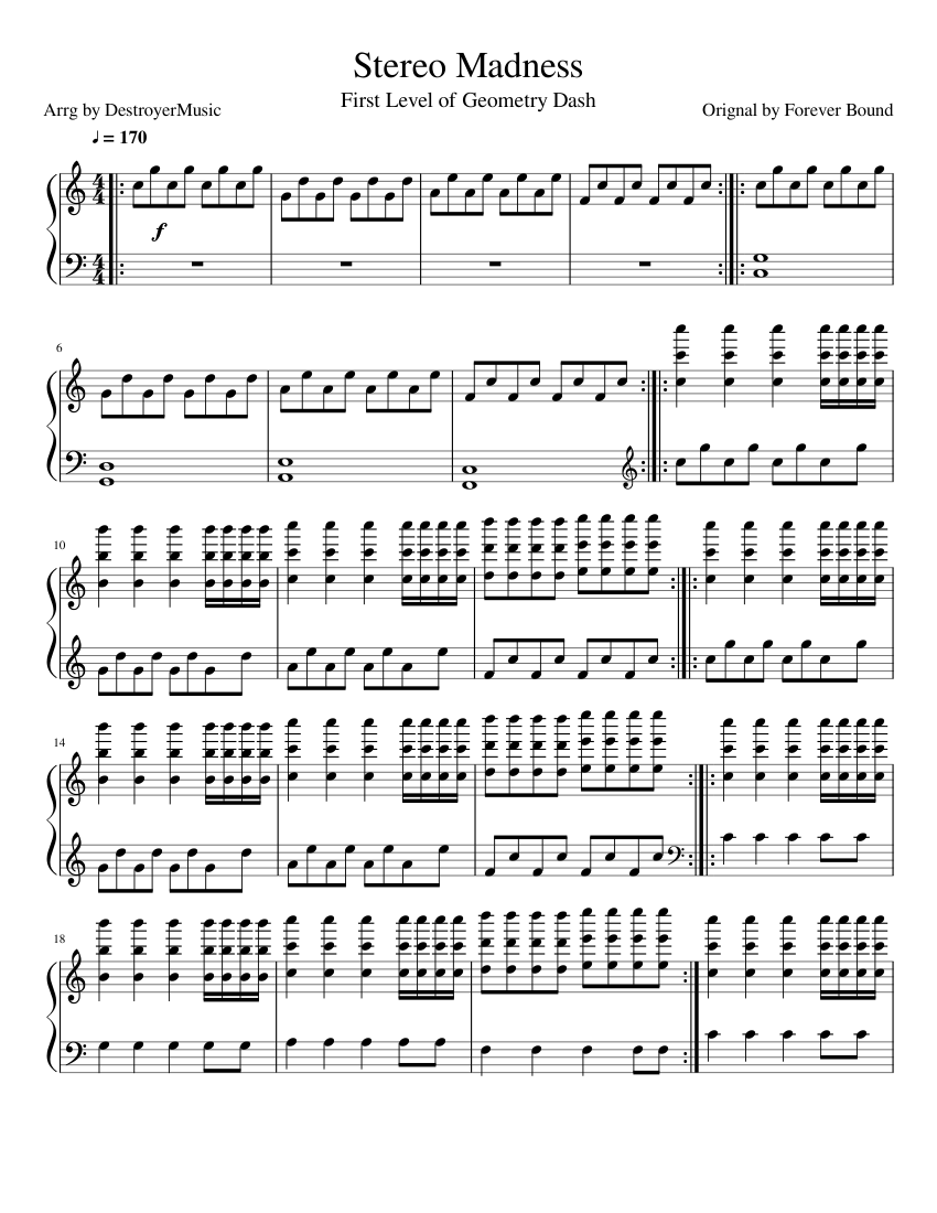 Stereo Madness Sheet music for Piano (Solo) | Musescore.com