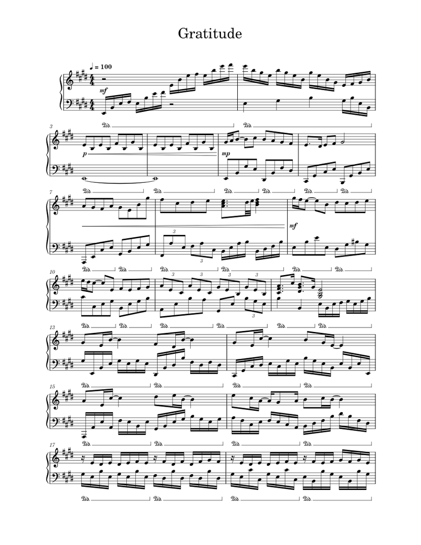 Gratitude Sheet Music for Piano (Solo) | MuseScore.com