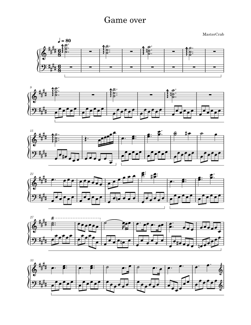 Gaime Over - MasterCrab Sheet music for Piano (Solo) | Musescore.com