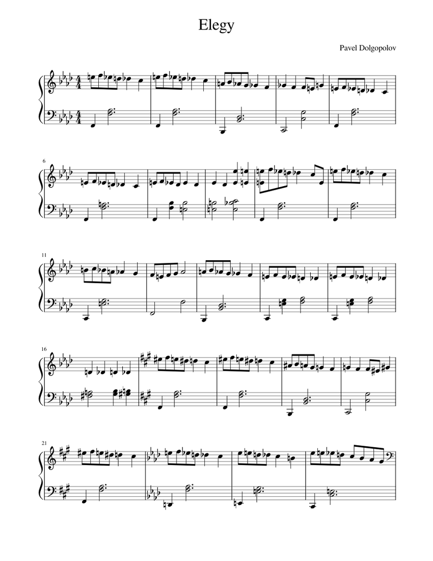 Elegy Sheet music for Piano (Solo) | Musescore.com