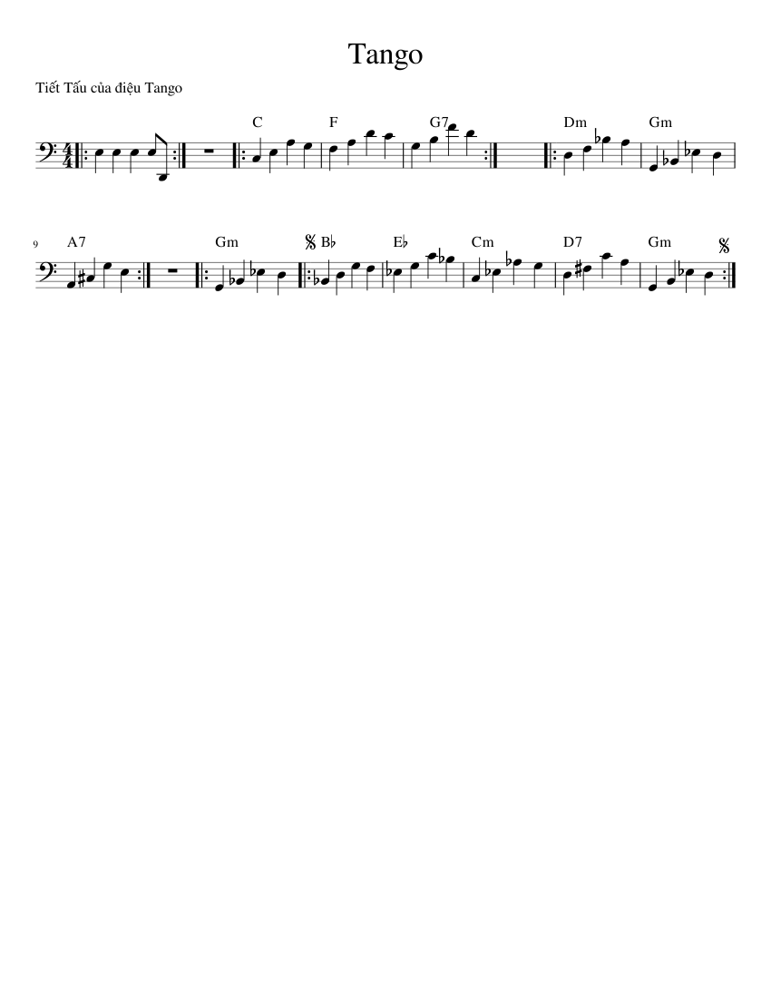 Tango Sheet music for Bass guitar (Solo) | Musescore.com