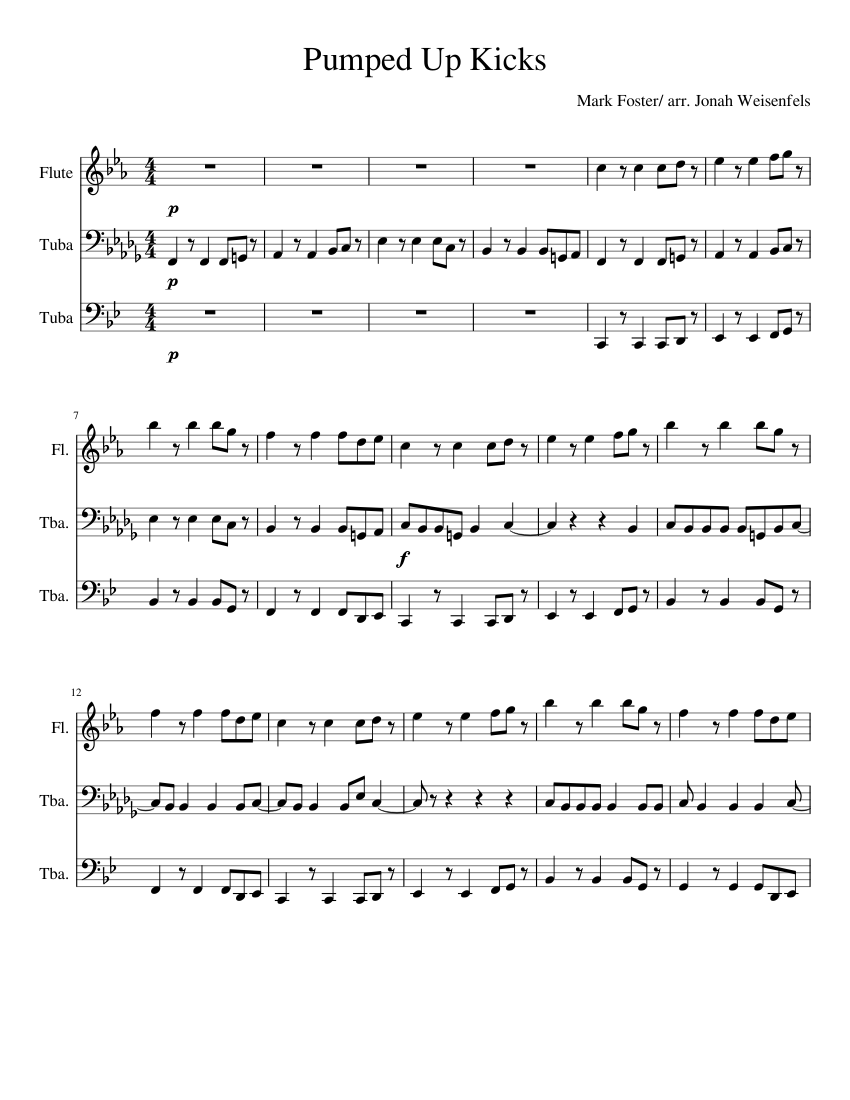 Pumped Up Kicks Sheet music for Tuba, Flute (Mixed Trio) | Musescore.com