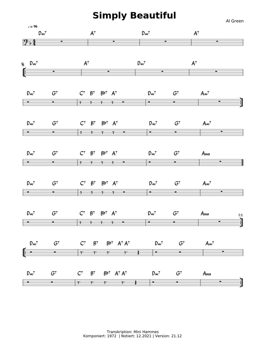 Al Green - Simply beautiful (nur Akkorde/Chords only) Sheet Music for ...