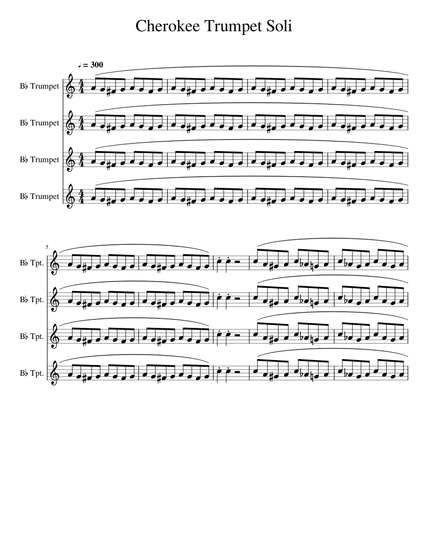 Cherokee Trumpet Soli by Alan Baylock Sheet music for Trumpet in b-flat ...