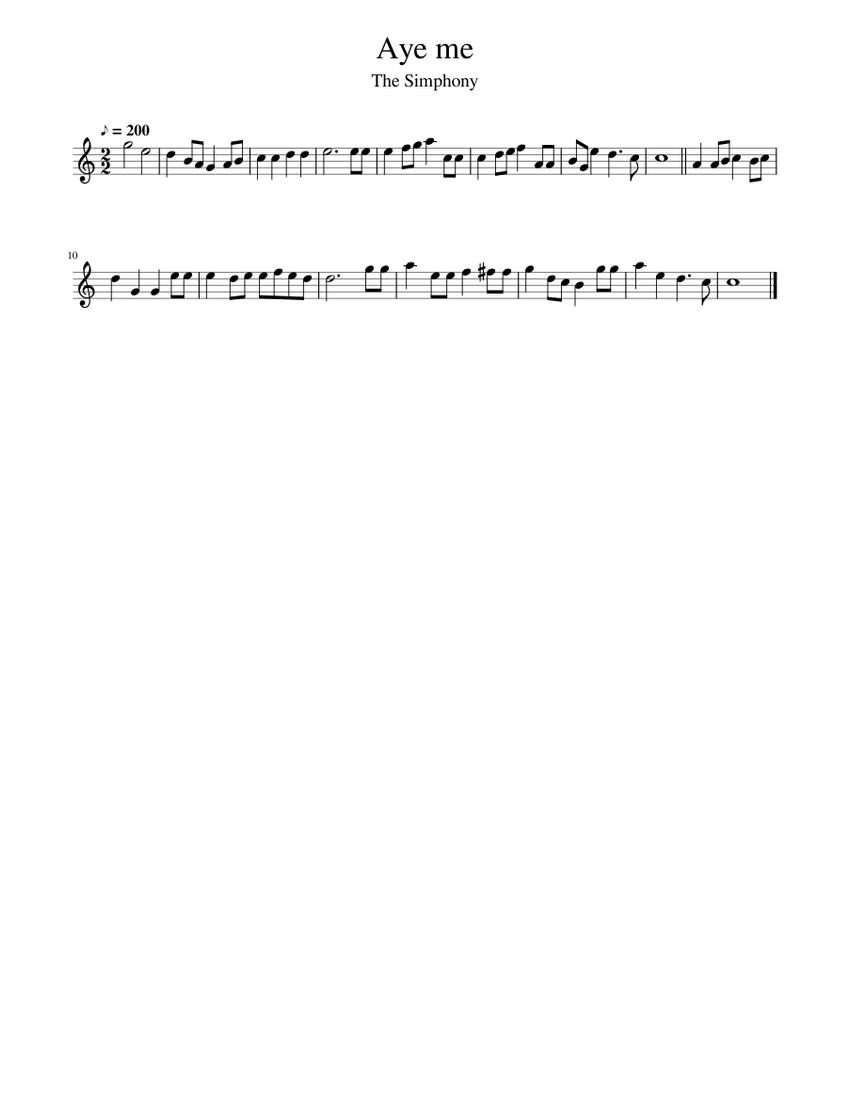 Aye me Sheet music for Piano (Solo) Easy | Musescore.com
