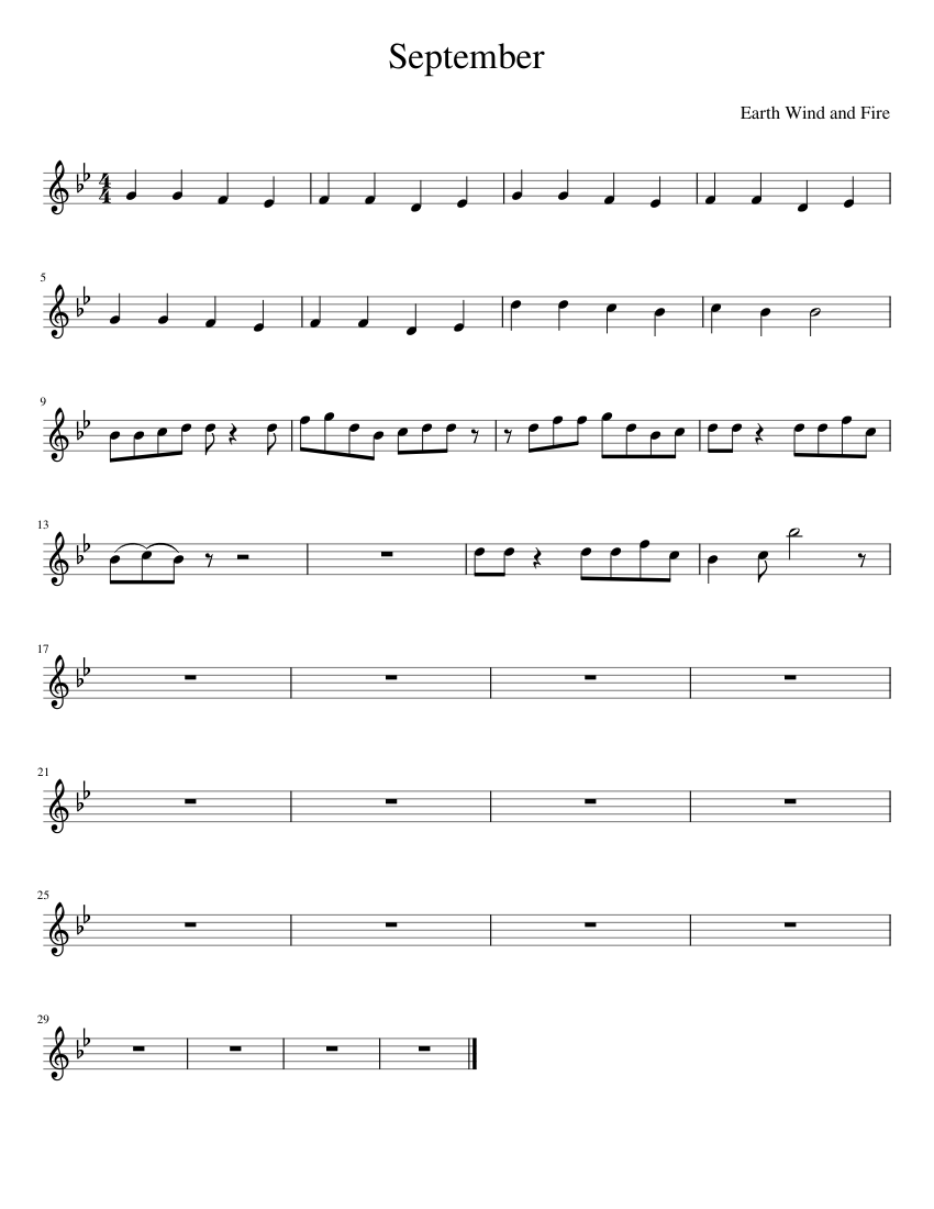 September Sheet Music for Piano (Solo) Easy | MuseScore.com