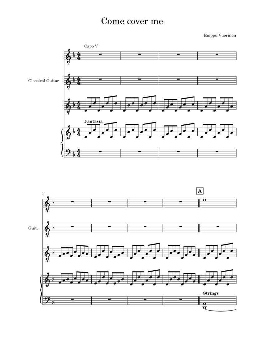 Come cover me – Nightwish Come cover me Sheet music for Piano, Guitar ...