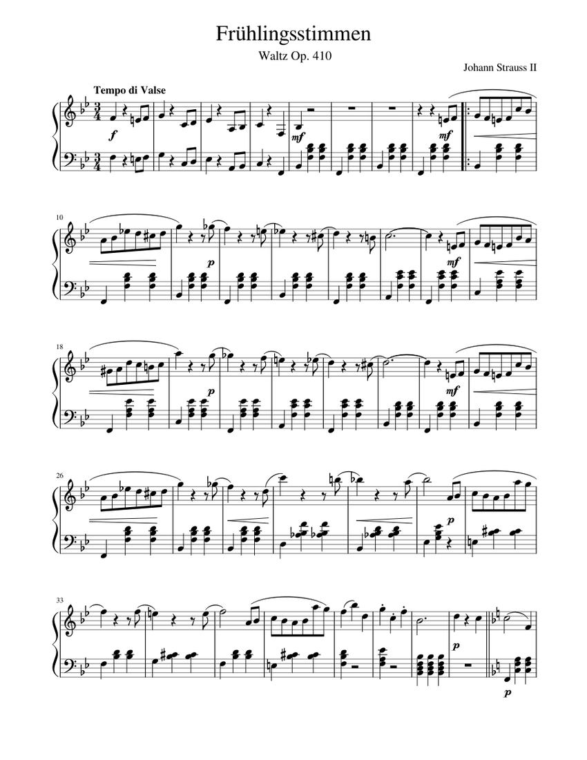 Voices of Spring Sheet Music for Piano (Solo) | MuseScore.com