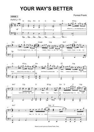 YOUR WAY'S BETTER – Forrest Frank Sheet Music with Chords for Piano ...