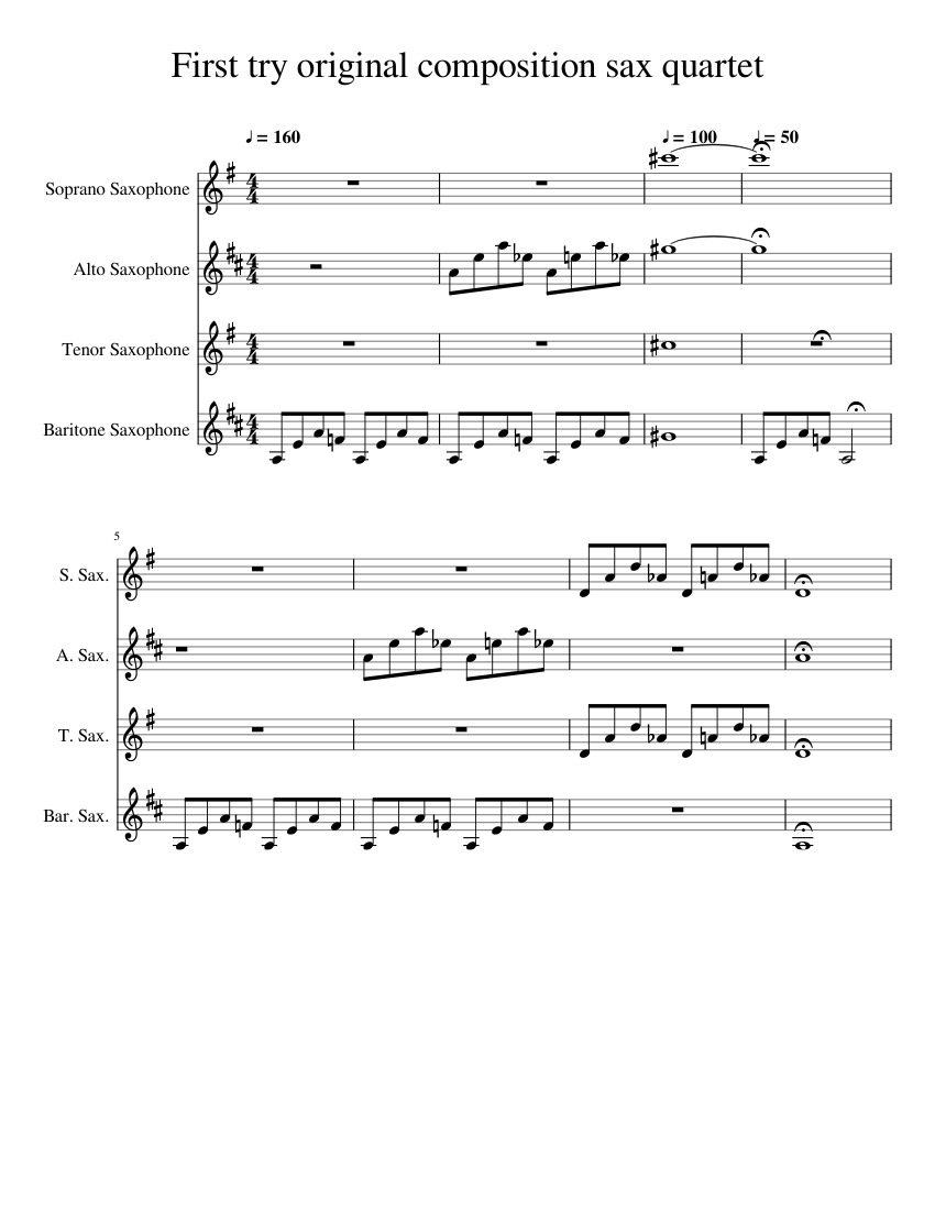 My Meme Quartet Sheet music for Saxophone alto, Saxophone tenor ...