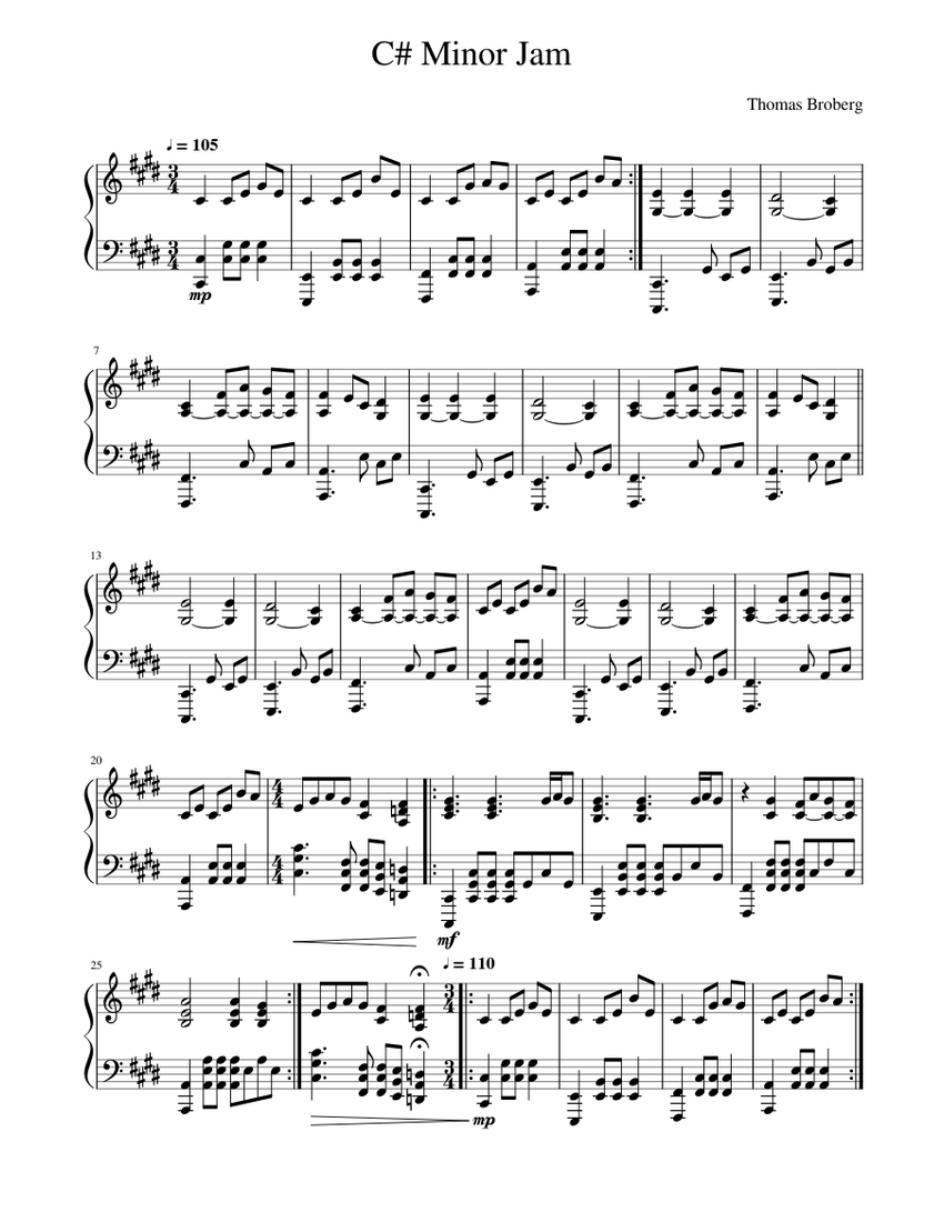 Rock Jam in C# Minor Sheet music for Piano (Solo) | Musescore.com
