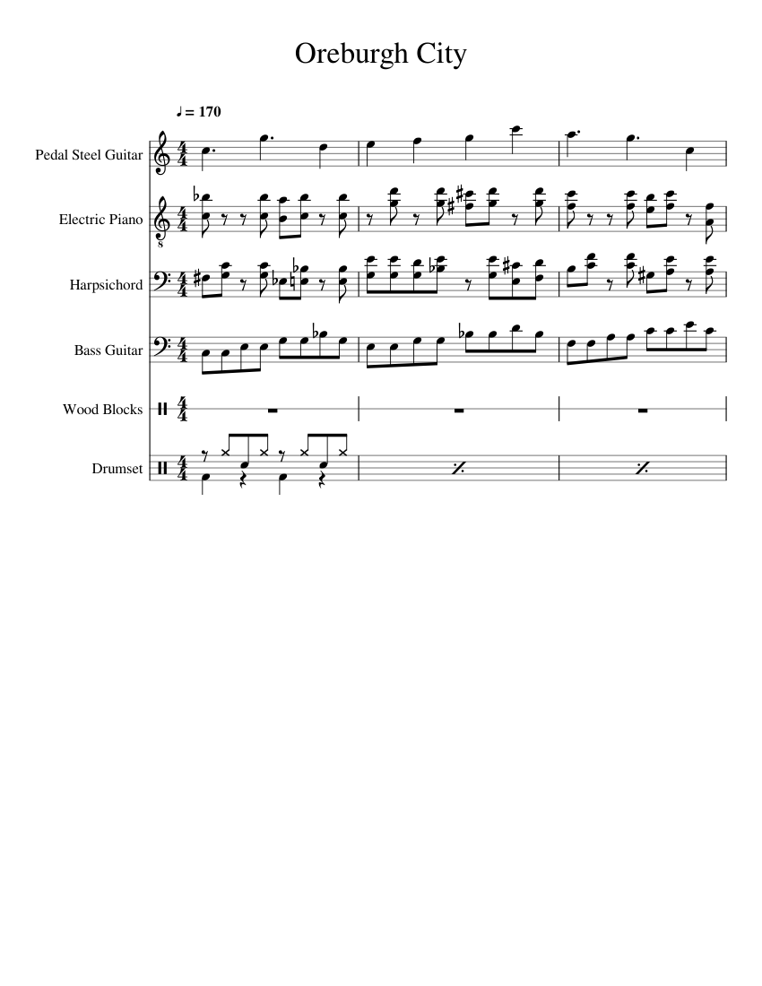 Oreburgh City Sheet Music for Piano, Harpsichord, Guitar, Bass guitar ...