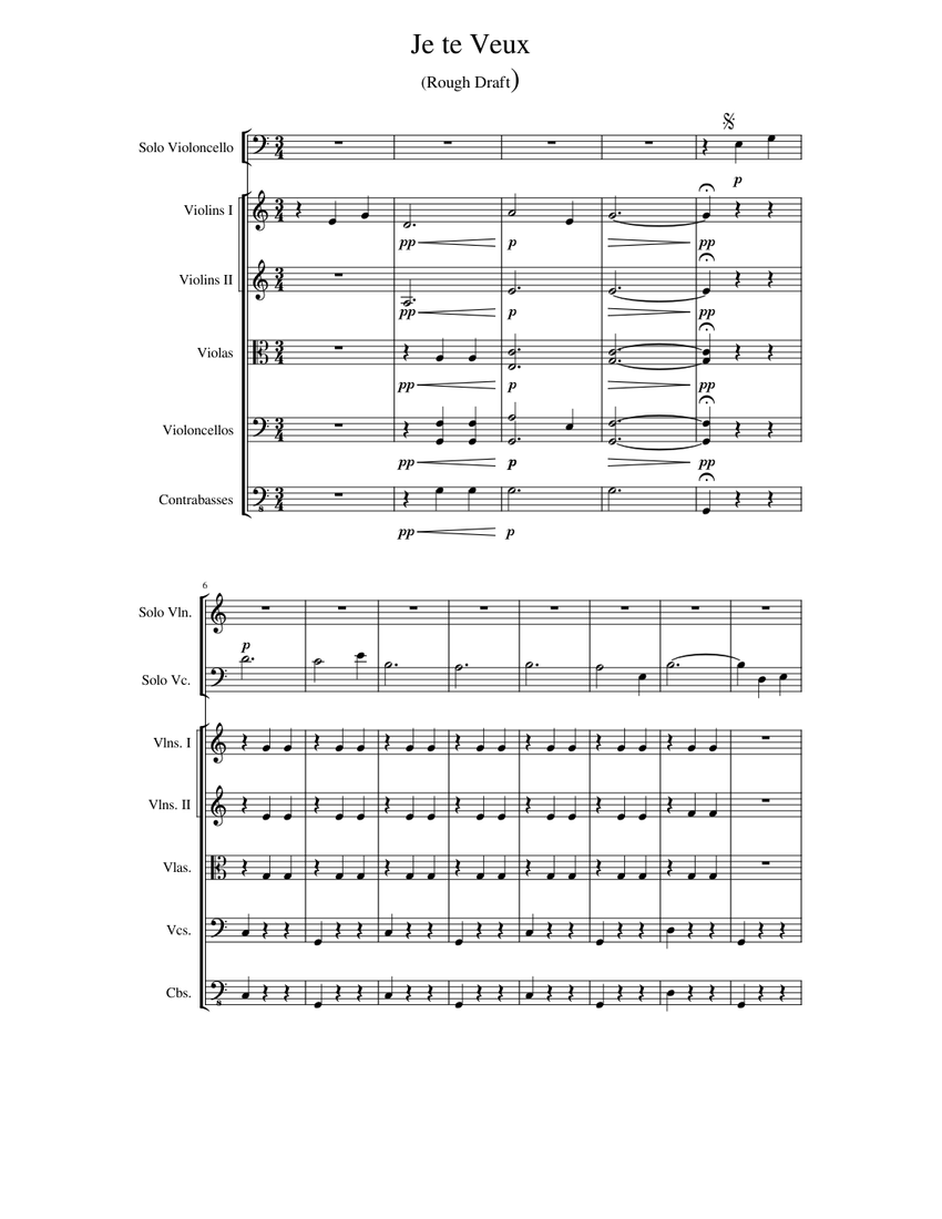 Je Te Veux - Erik Satie Sheet music for Violin, Cello, Strings group (String Ensemble ...