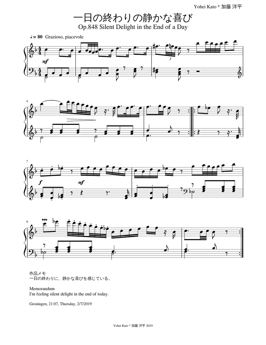 Op 848 Silent Delight In The End Of A Day Sheet Music For op-848-silent-delight-in-the-end-of-a-day-sheet-music-for
