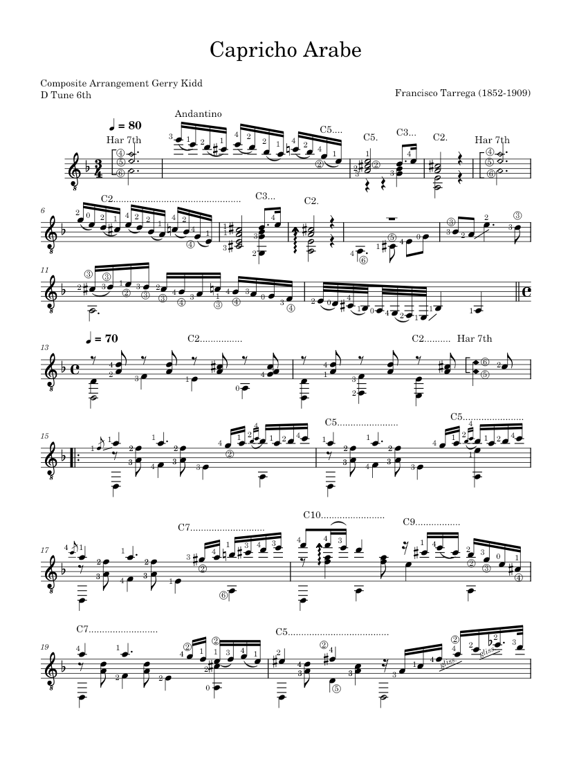 Capricho arabe – Francisco Tárrega Capricho Arabe Sheet music for ...