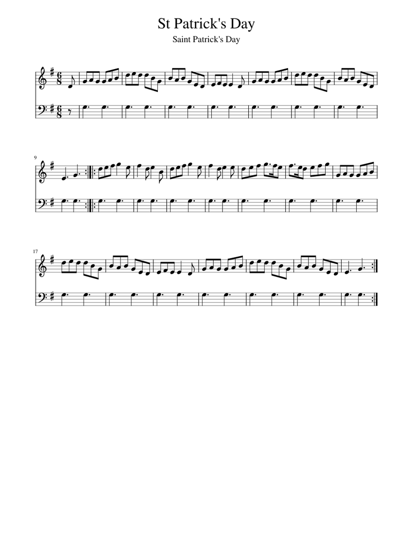 St Patrick's Day Sheet Music for Piano (Piano Duo) | MuseScore.com