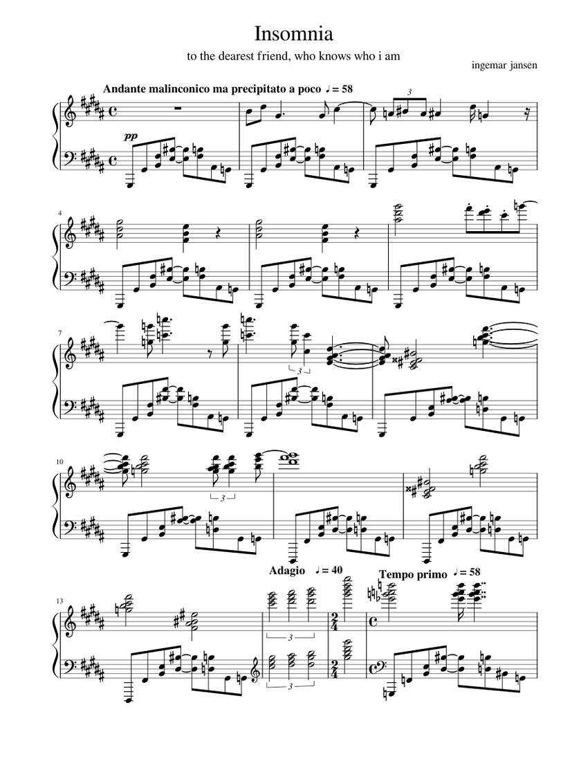 Insomnia Sheet music for Piano (Solo) | Musescore.com