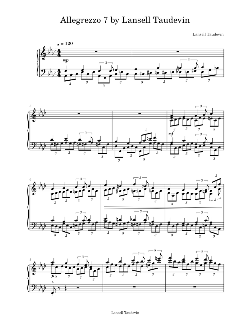 Allegrezzo_7_by_Lansell_Taudevin Sheet music for Piano (Solo ...