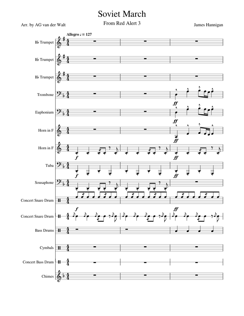 Soviet March Sheet Music for Trombone, Euphonium, Tuba, Trumpet in b ...