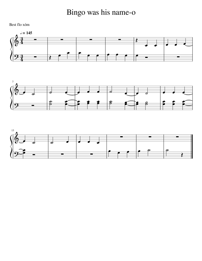 Bingo_was_his_name-o Sheet music for Piano (Solo) Easy | Musescore.com