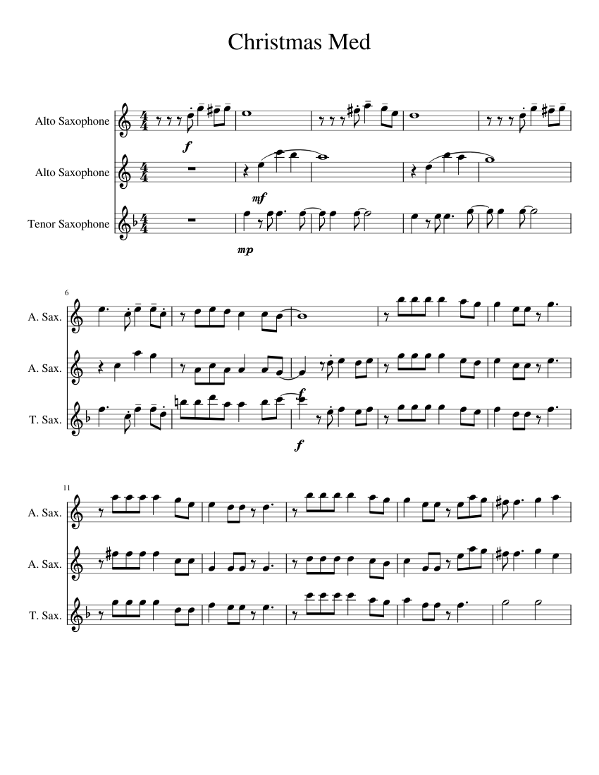 Christmas Medley 2 0 Feliz Merry Mas AAT Sheet music for Saxophone alto ...